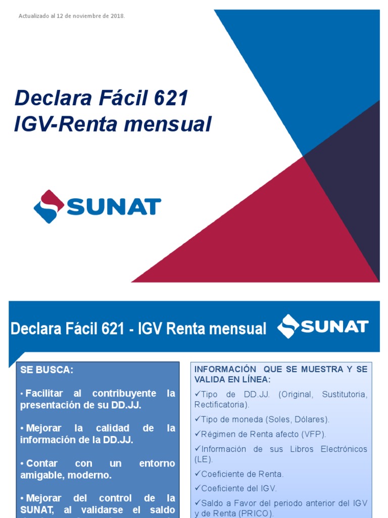 Guía para el Formulario 621 SUNAT | PDF | Impuestos | Aplicación movil