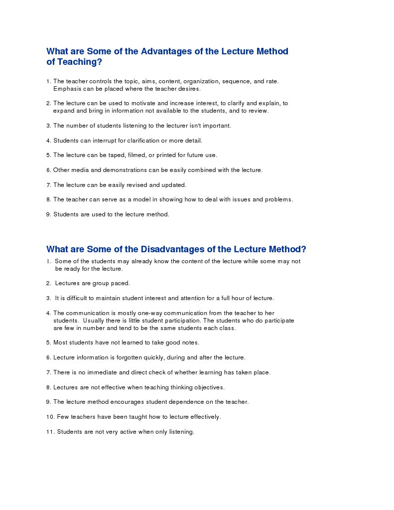 Advantages Disadvantages Lecture Method | PDF
