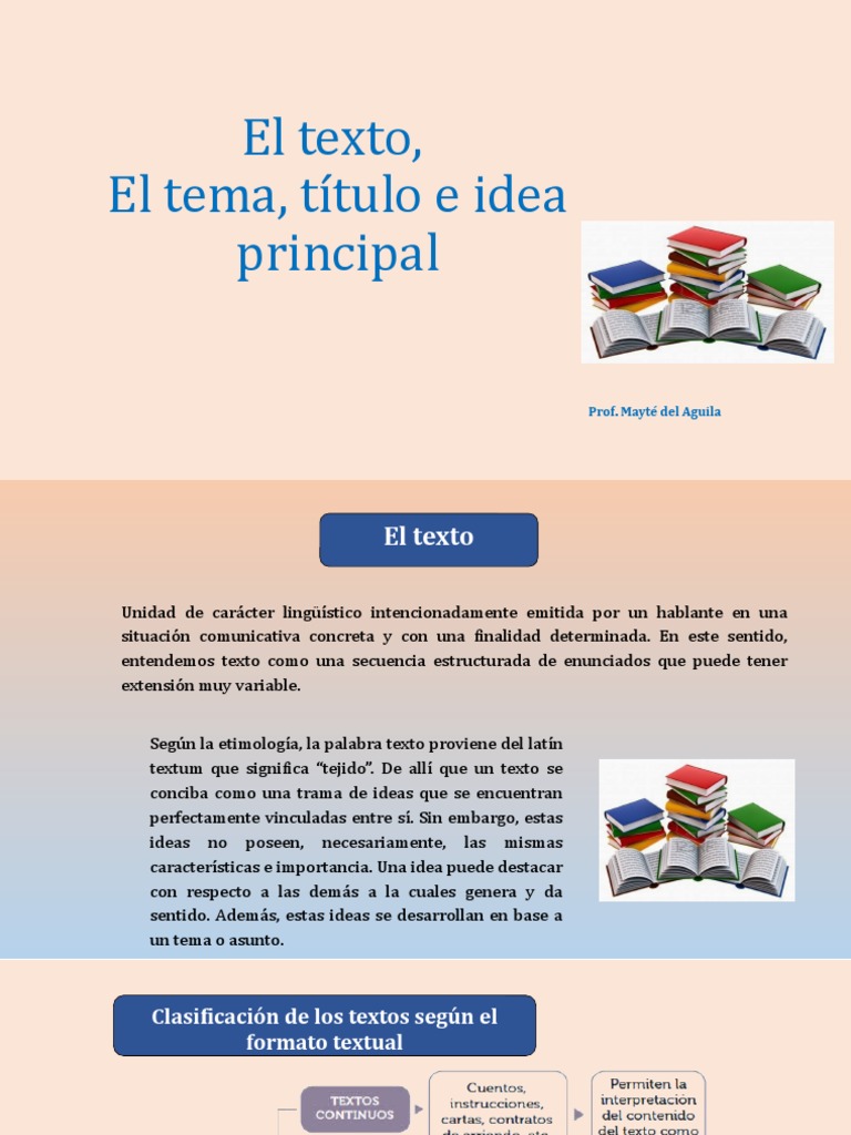 El Tema, Titulo e Idea Principal | PDF