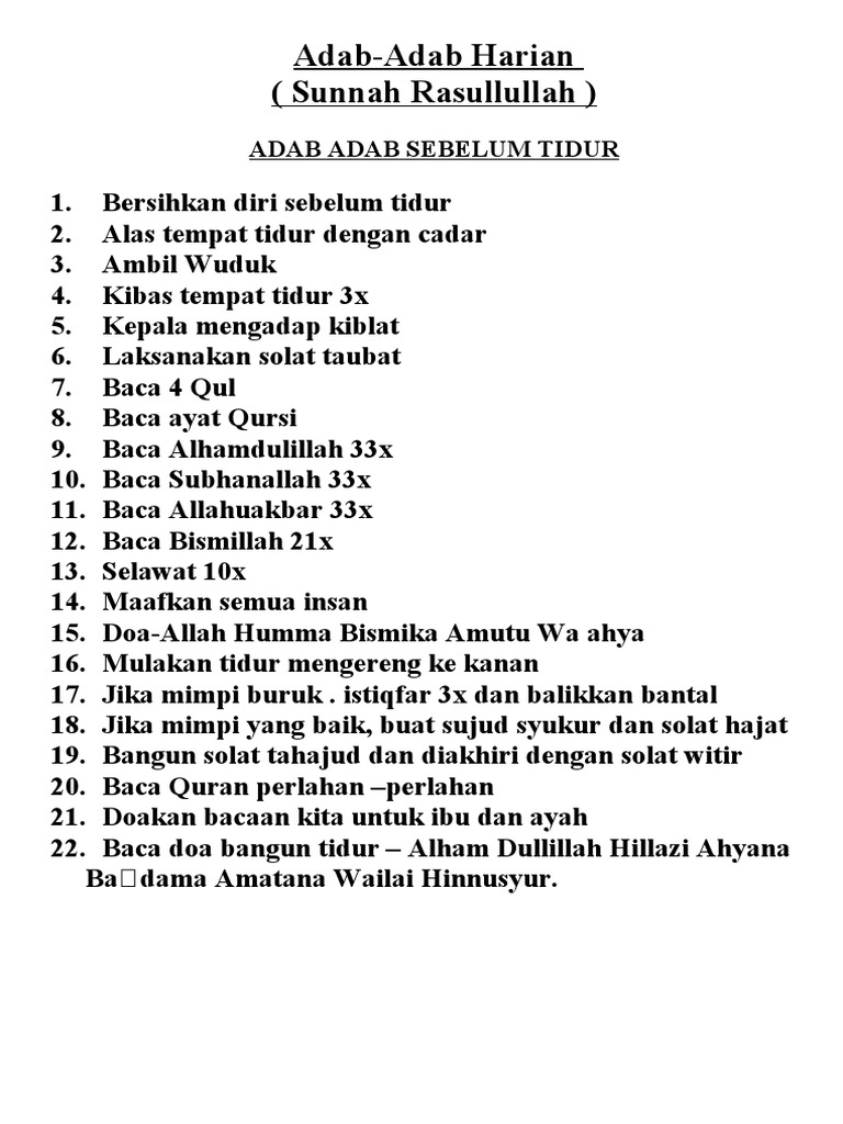 Adab-Adab Harian Pelajar | PDF