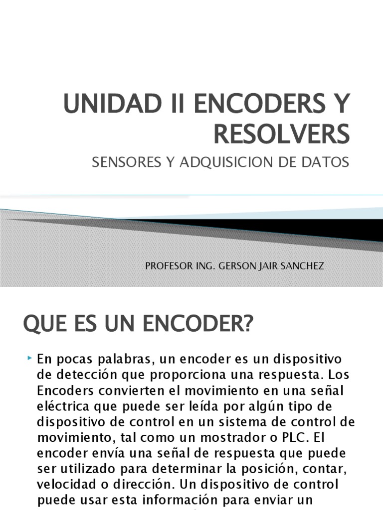 Unidad Ii Encoders y Resolvers | PDF | Ingenieria Eléctrica | Ingeniería mecánica