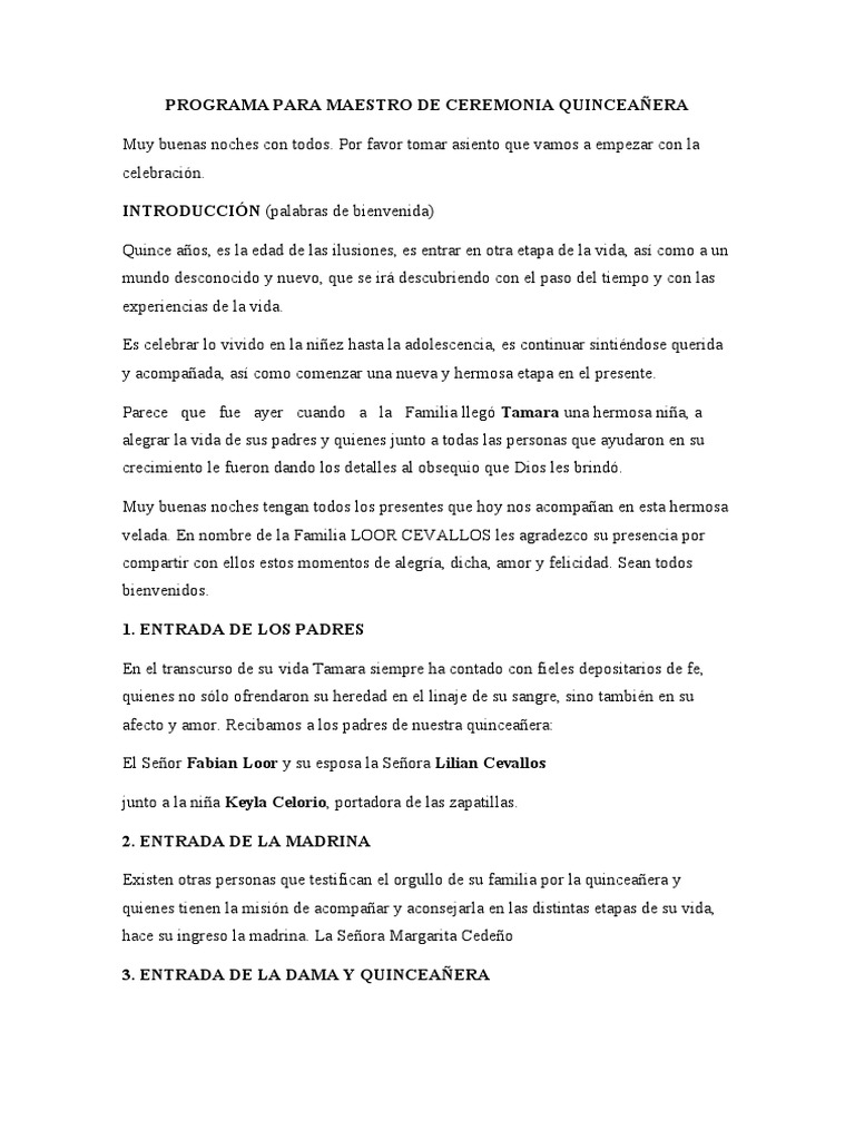 Programa para Quinceañera | PDF