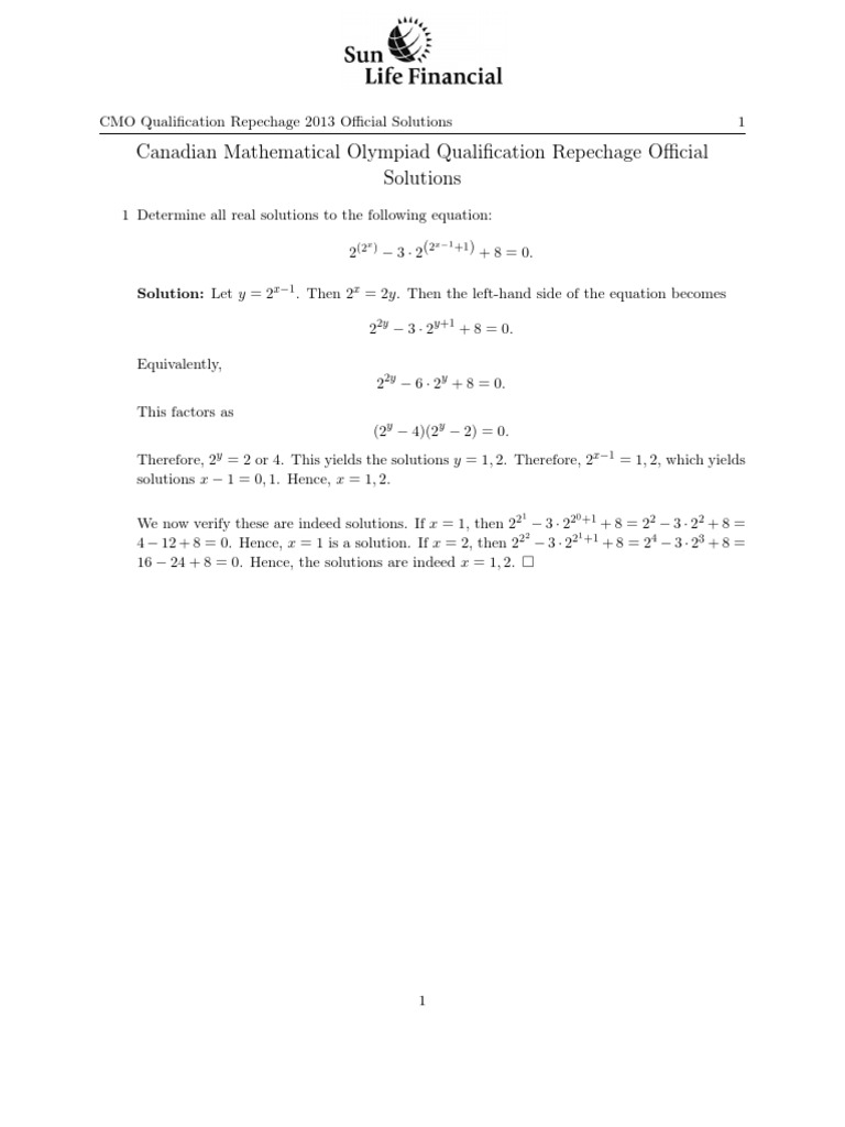 Canadian Mathematical Olympiad Qualification Repechage Official ...