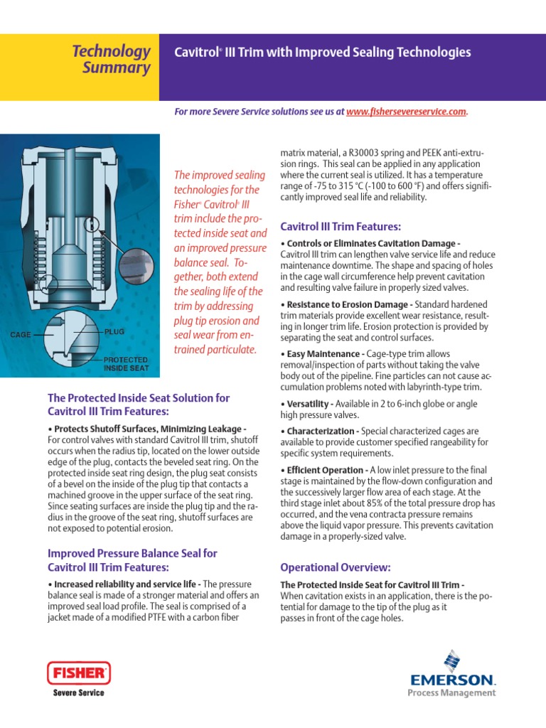 Cavitrol® III Trim With Improved Sealing Technologies | PDF | Valve ...