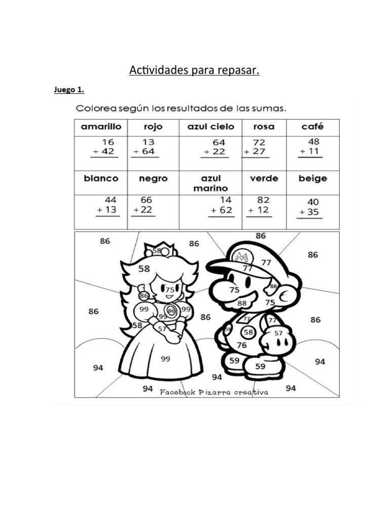 Actividades Para Repasar Sumas Y Cuadros Mágicos 1 Año Pdf