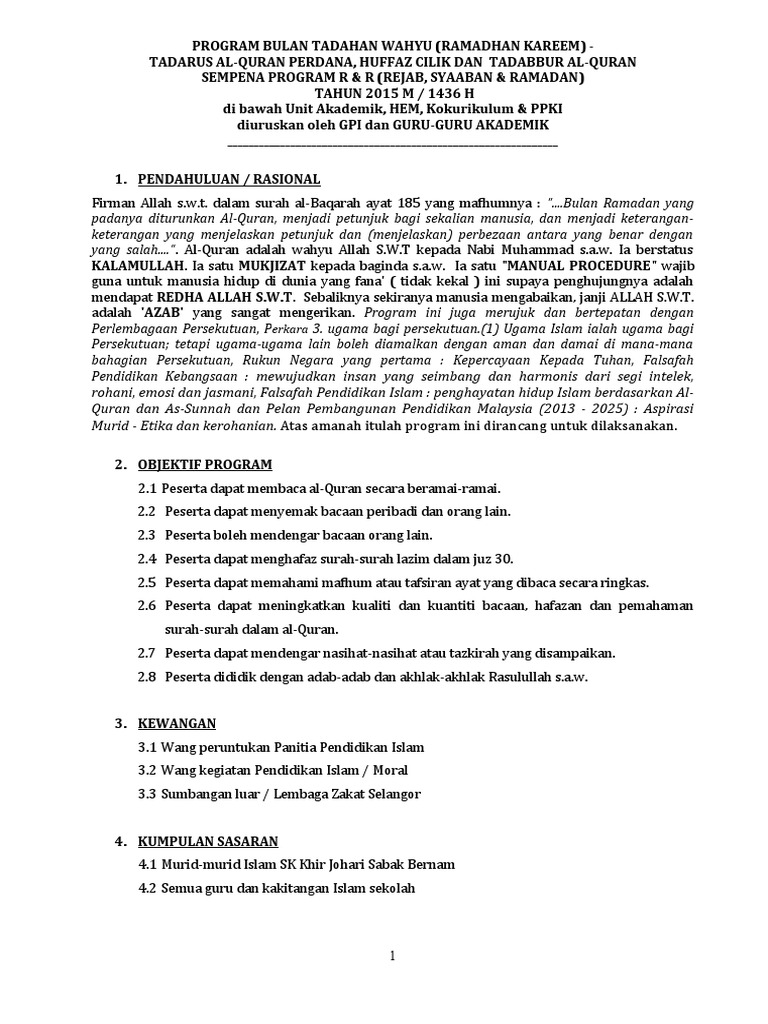 KK Program Tadahan Wahyu | PDF