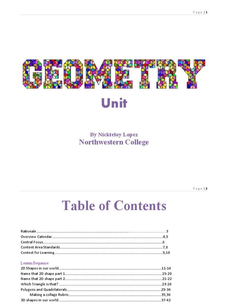 Geometry Unit 2nd Grade Revised Pdf Shape Triangle