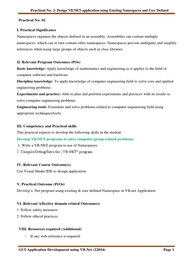 Practical No 02 Gad 22034 | PDF | Visual Basic .Net | Namespace