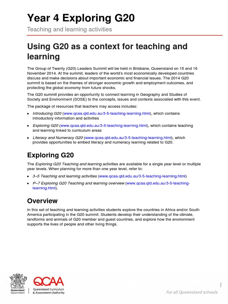 Year 4 Exploring G20: Using G20 As A Context For Teaching and Learning ...