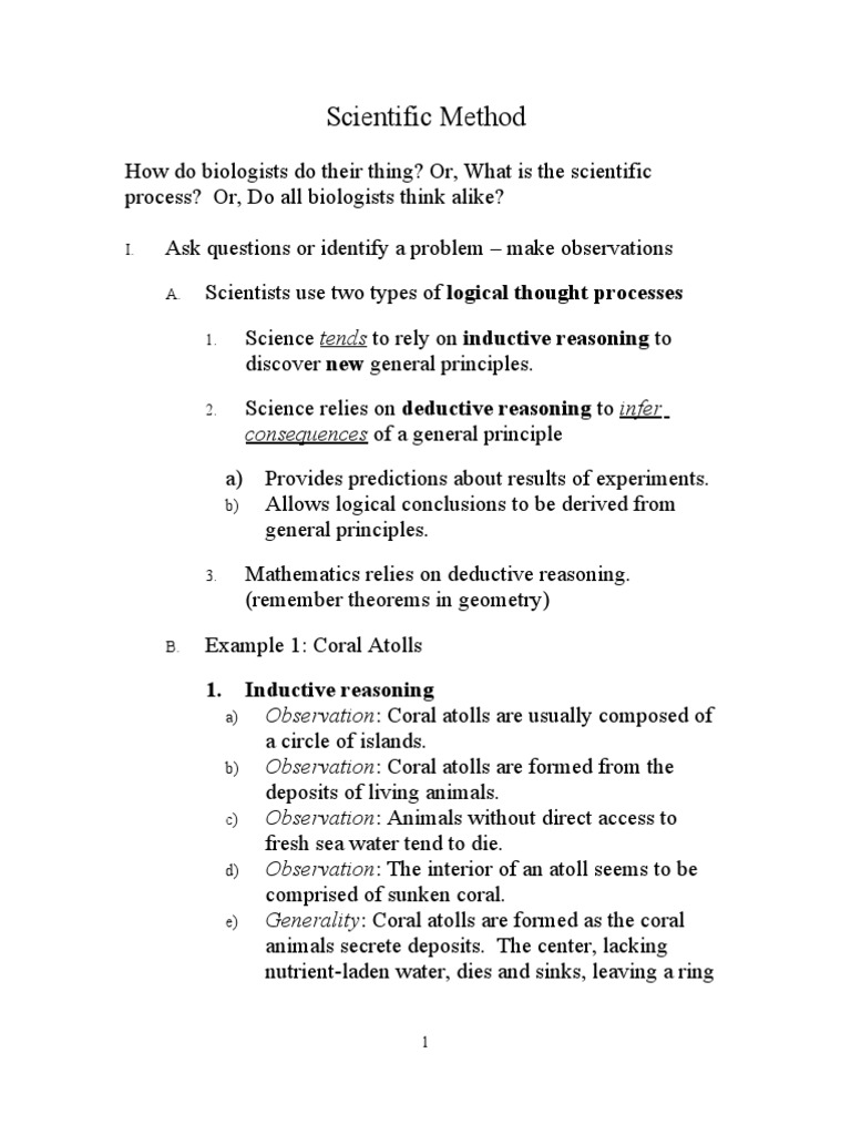 Scientific Method: 1. Inductive Reasoning | PDF | Theory | Hypothesis