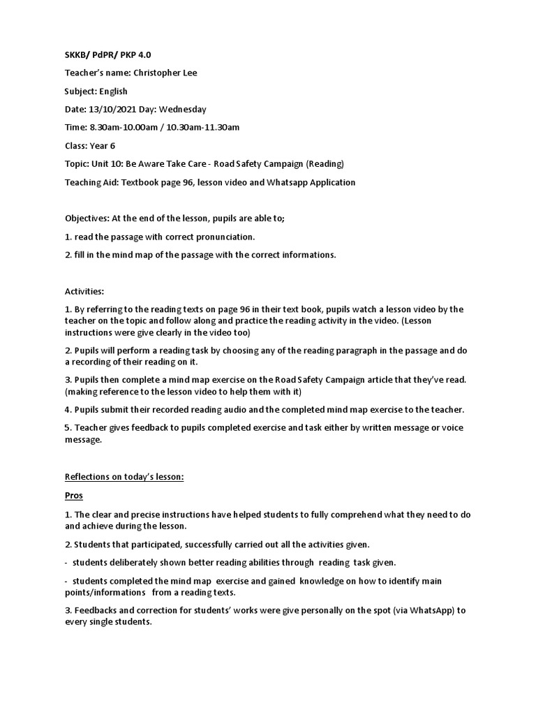 RPH Unit 10 Reading + Reflection | PDF