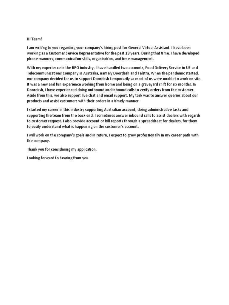 General VA Cover Letter | PDF