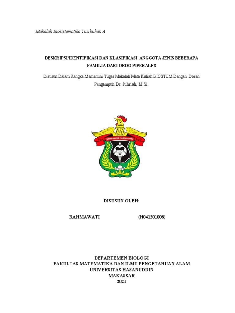 Biosistematika Tumbuhan Ordo Piperales | PDF | Griya & Taman ...