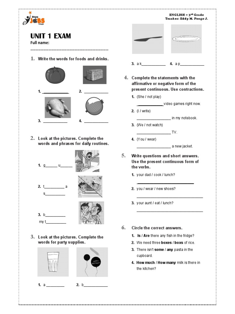 Template - UNIT 1 - Exam (3rd Grade) - 1 | PDF | Cognitive Science ...