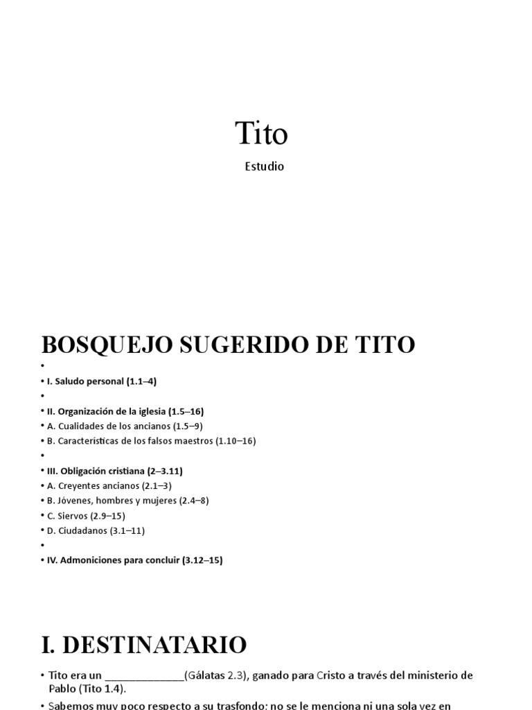 Estudio y Bosquejo del Libro de Tito | PDF | Pablo el apóstol | Corinto ...
