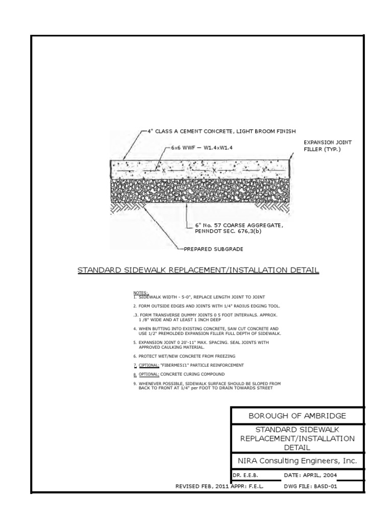 Standard Sidewalk Replacement/Installation Detail | Download Free PDF ...