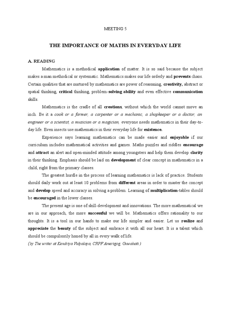 Importance of Mathematics in Daily Life | PDF | Percentage | Mathematics