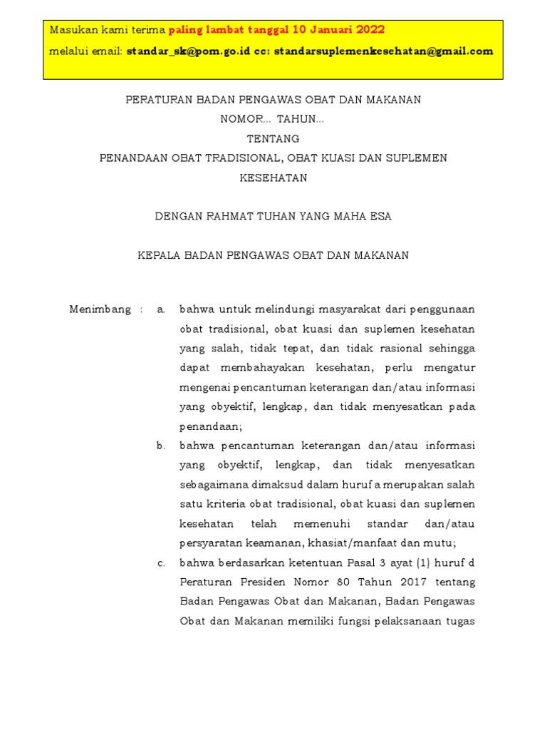 Penandaan Obat Tradisional, Obat Kuasi Dan Suplemen | PDF