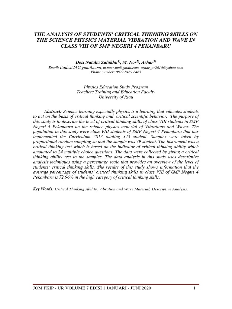 Materi Ipa Fisika Getaran Dan Gelombang | PDF | Critical Thinking | Cognition