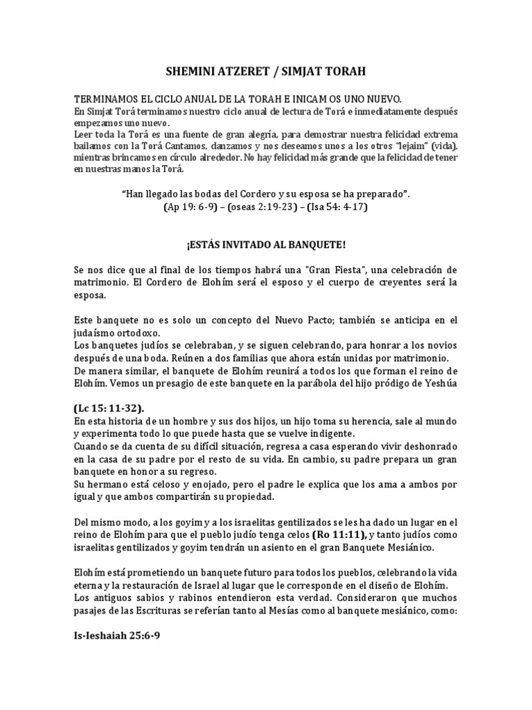 Simjat Torá: Celebración y Nuevo Comienzo | PDF | Shabat | Jesús