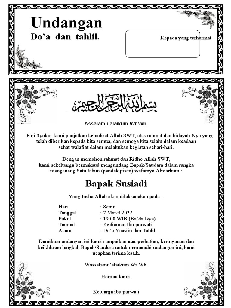 Undangan Yasinan | PDF