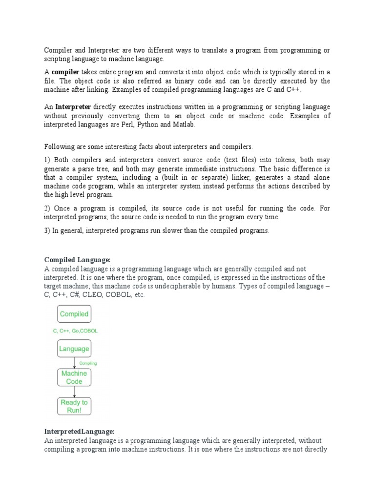 Compiler-Interpreter-Compiled and Interpreted Language | PDF | Compiler ...