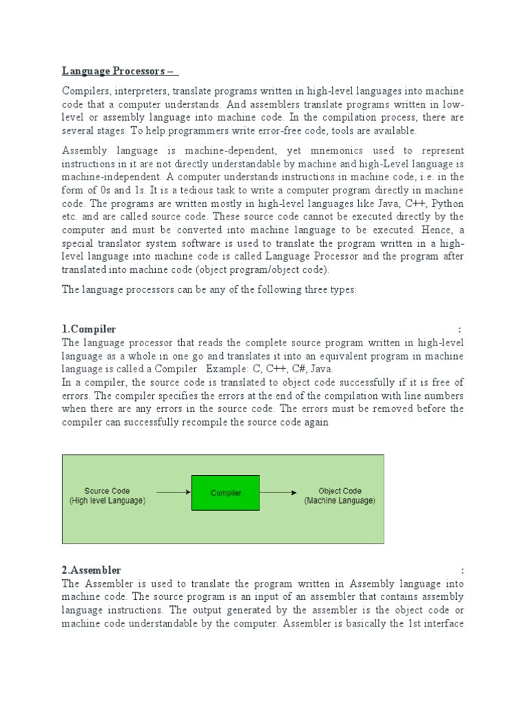 Language Processors-Assembler-Compiler-Interpreter | PDF | Assembly ...