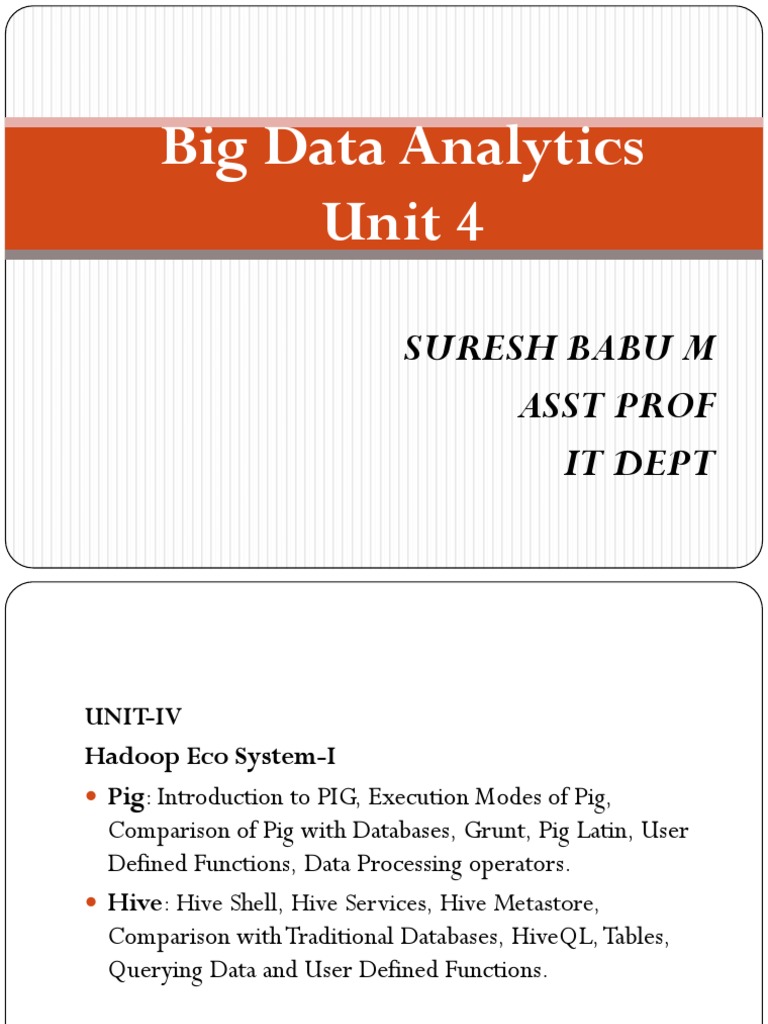 Big Data Analytics Unit 4 | PDF | Apache Hadoop | Database Index