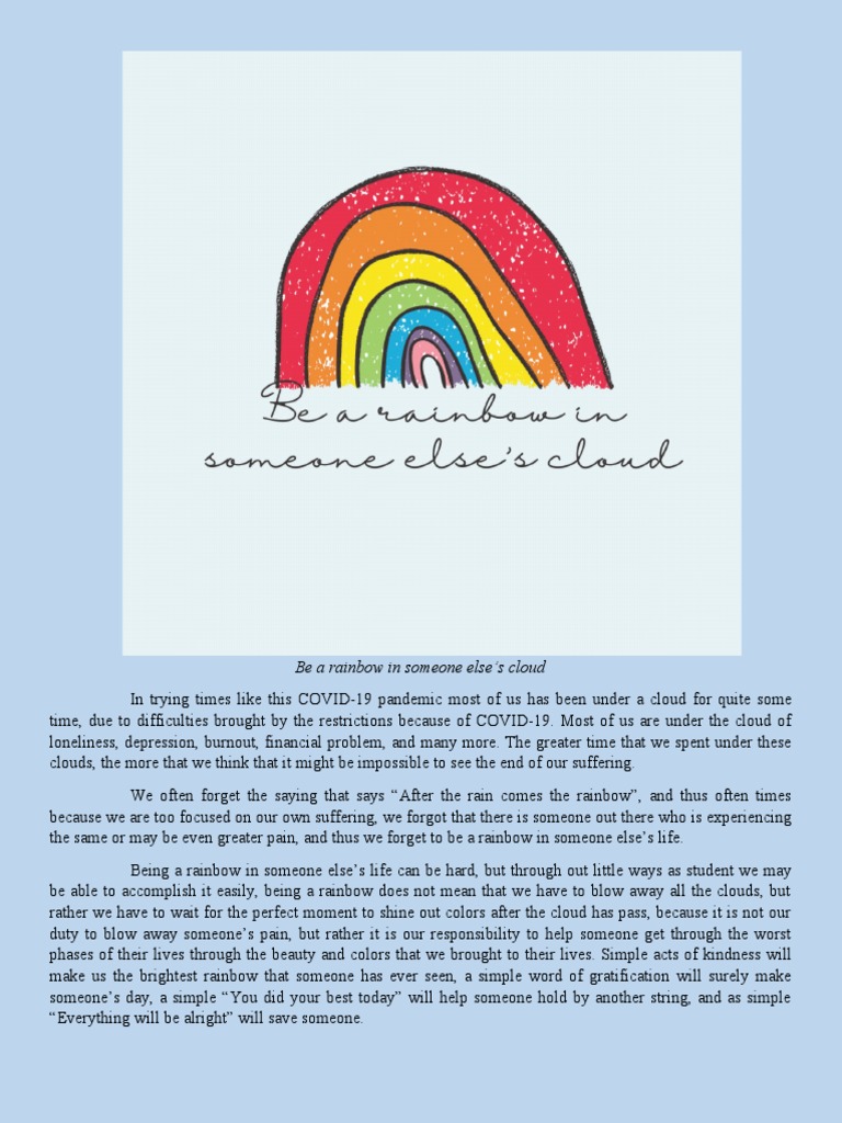Be A Rainbow in Someone Else's Cloud | PDF