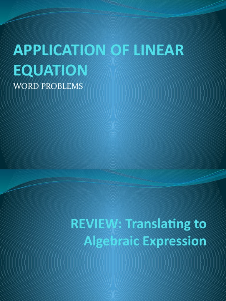 Word Problems Linear | PDF | Numbers | Algebra