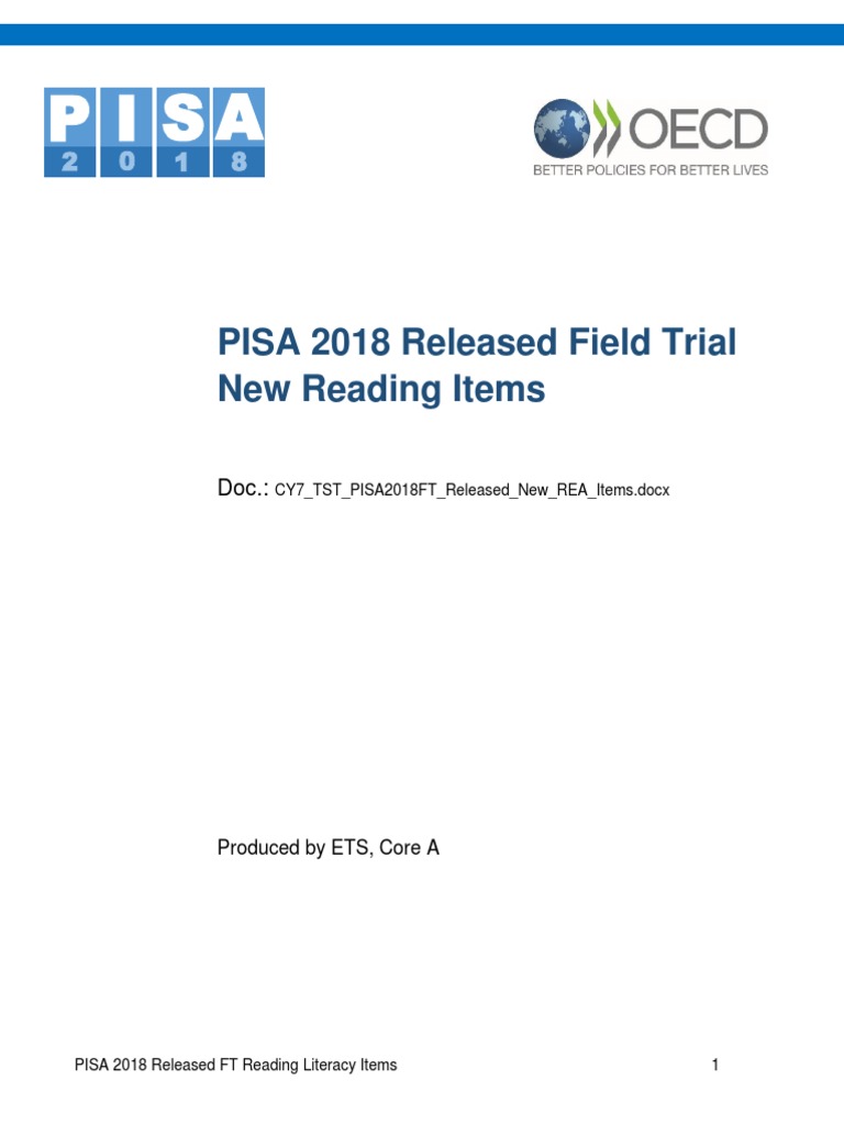 PISA 2018 Reading Literacy Items Released | PDF | Multiple Choice ...