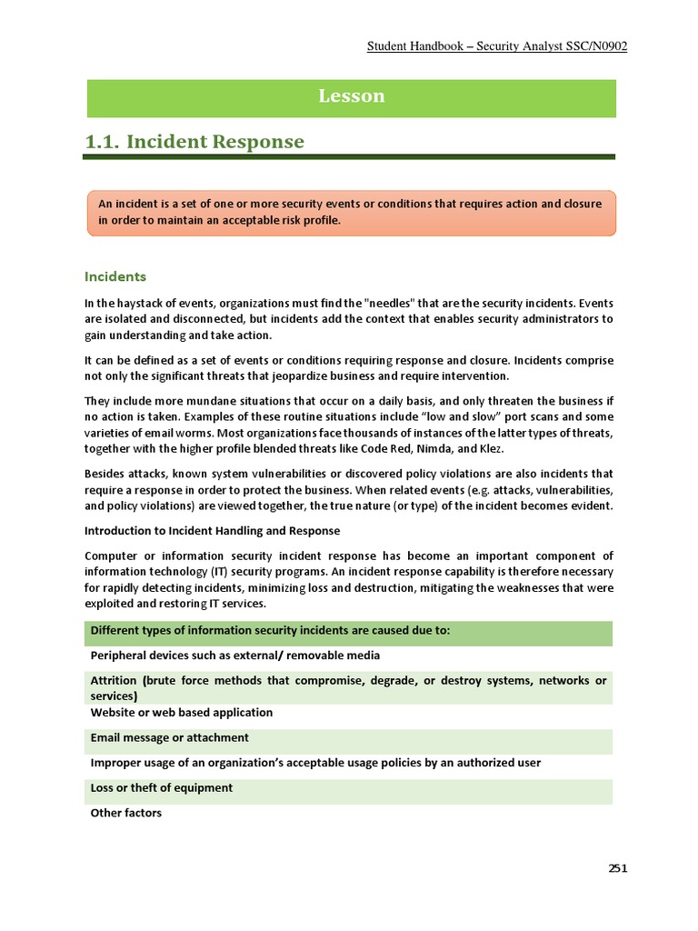 1.1. Incident Response: Lesson | PDF | Incident Management ...