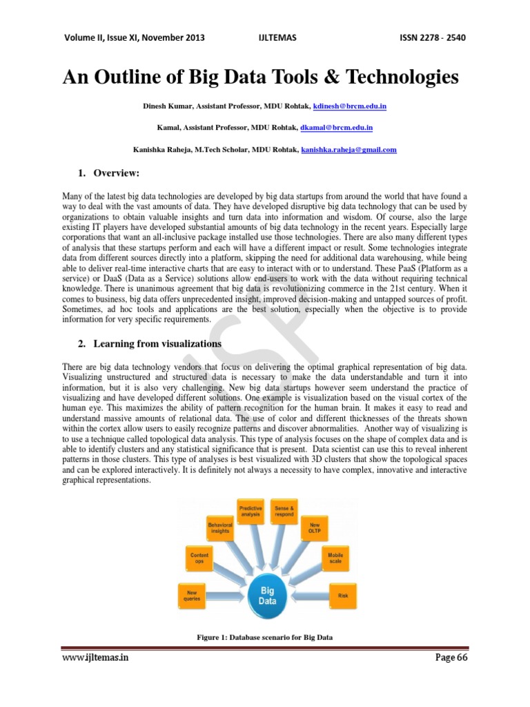 An Outline of Big Data Tools & Technologies | PDF | No Sql | Databases