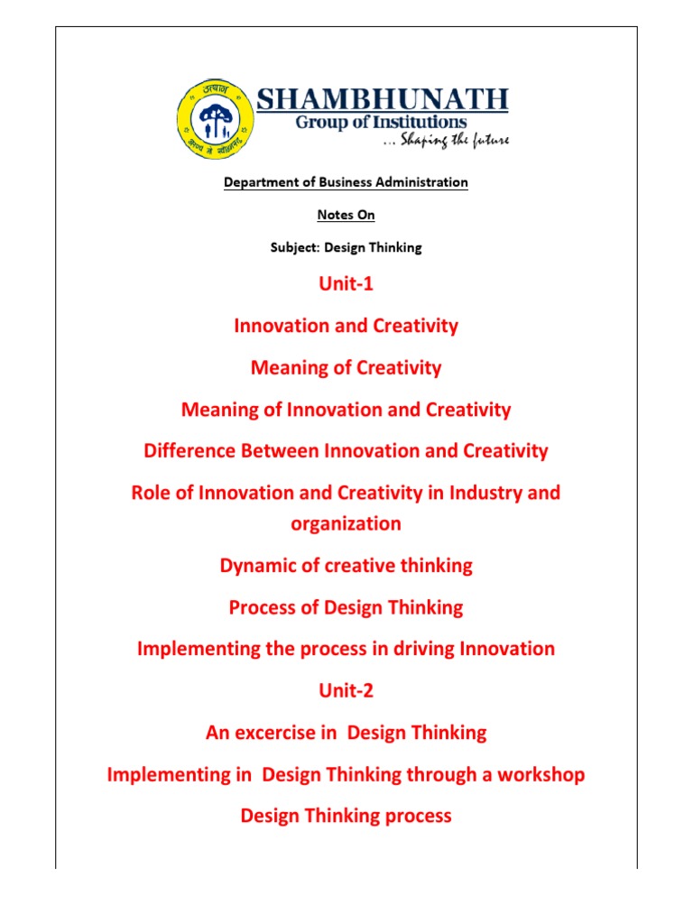 Syllabus Design Thinking | PDF | Creativity | Innovation
