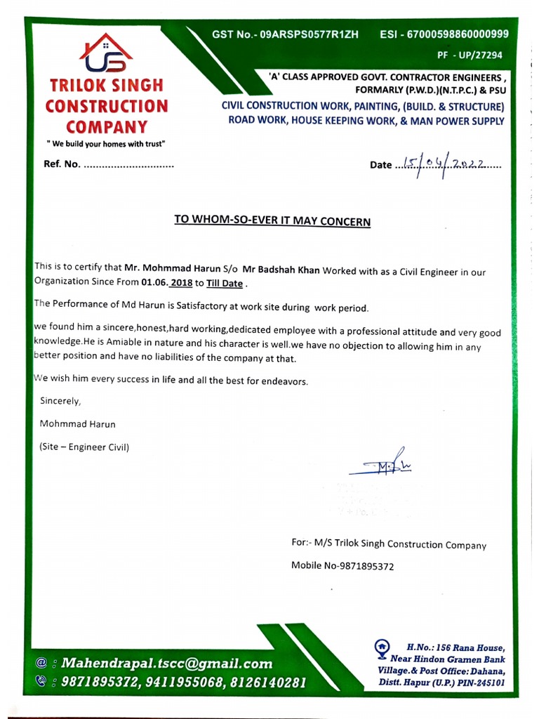 Experience Latter | PDF