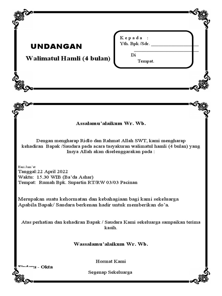 Undangan Mapati | PDF