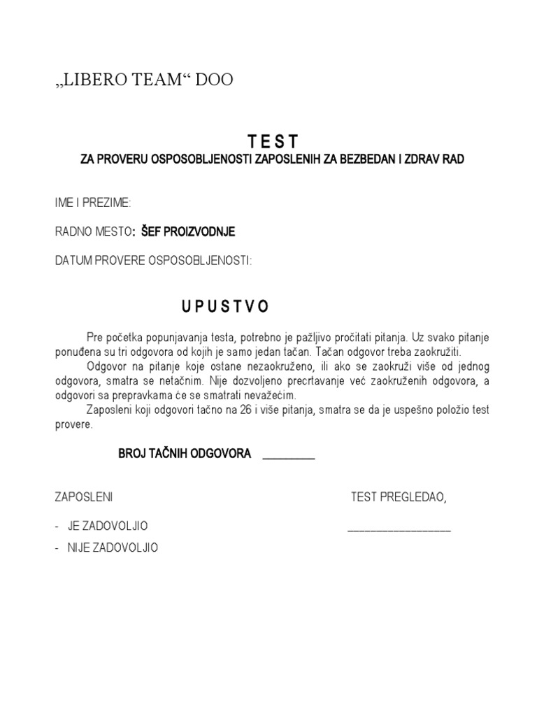 Test BZR | PDF