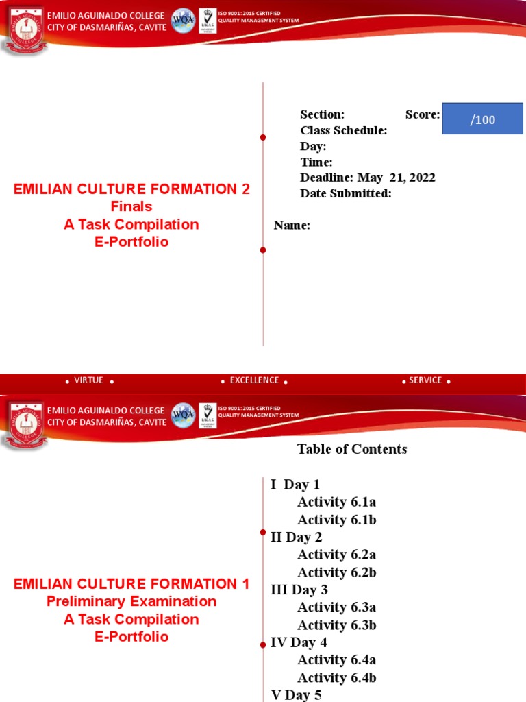 Emilian Culture Formation 2 Finals A Task Compilation E-Portfolio | PDF ...