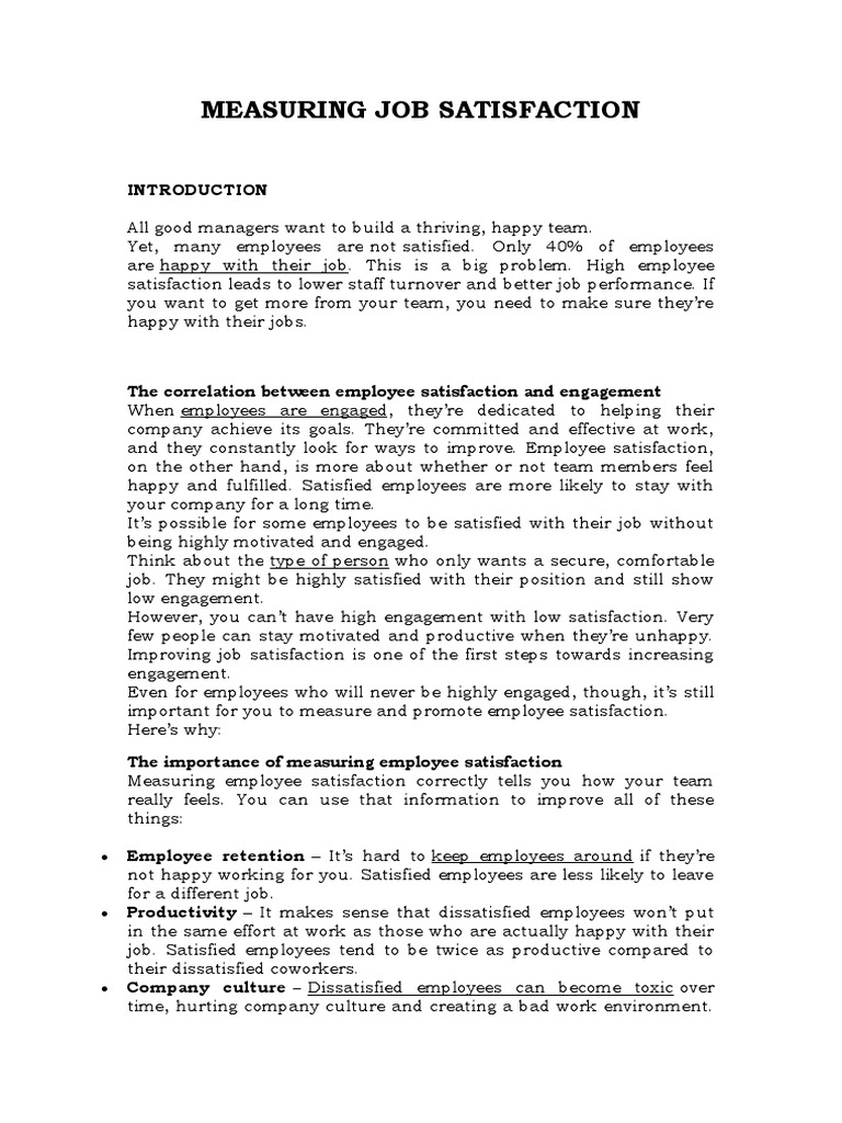 Measuring Job Satisfaction | Download Free PDF | Job Satisfaction ...