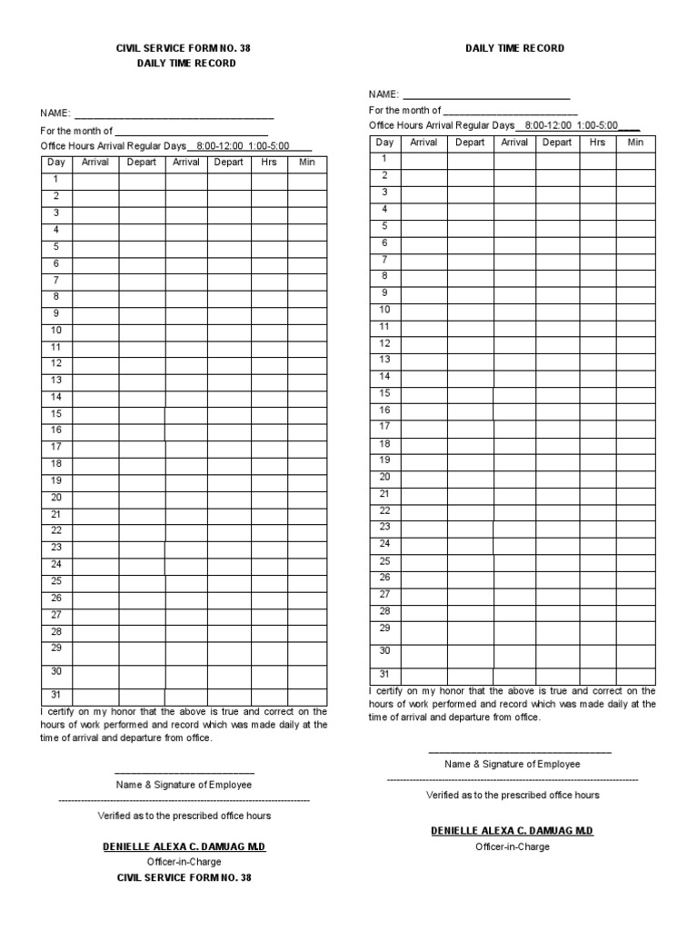 Daily Time Record Daily Time Record | PDF