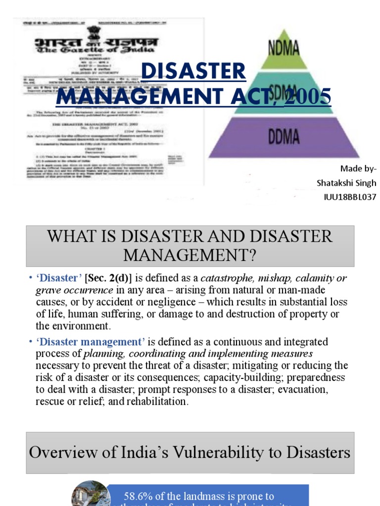 Disaster Management Act, 2005 | PDF | Government | Justice