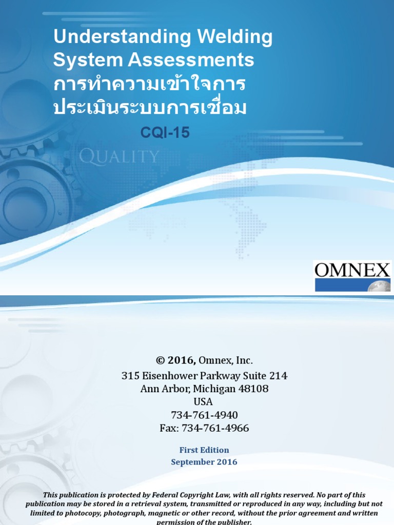 Understanding CQI-15 (Welding Assessment) R1 September 2016 Daeng | PDF