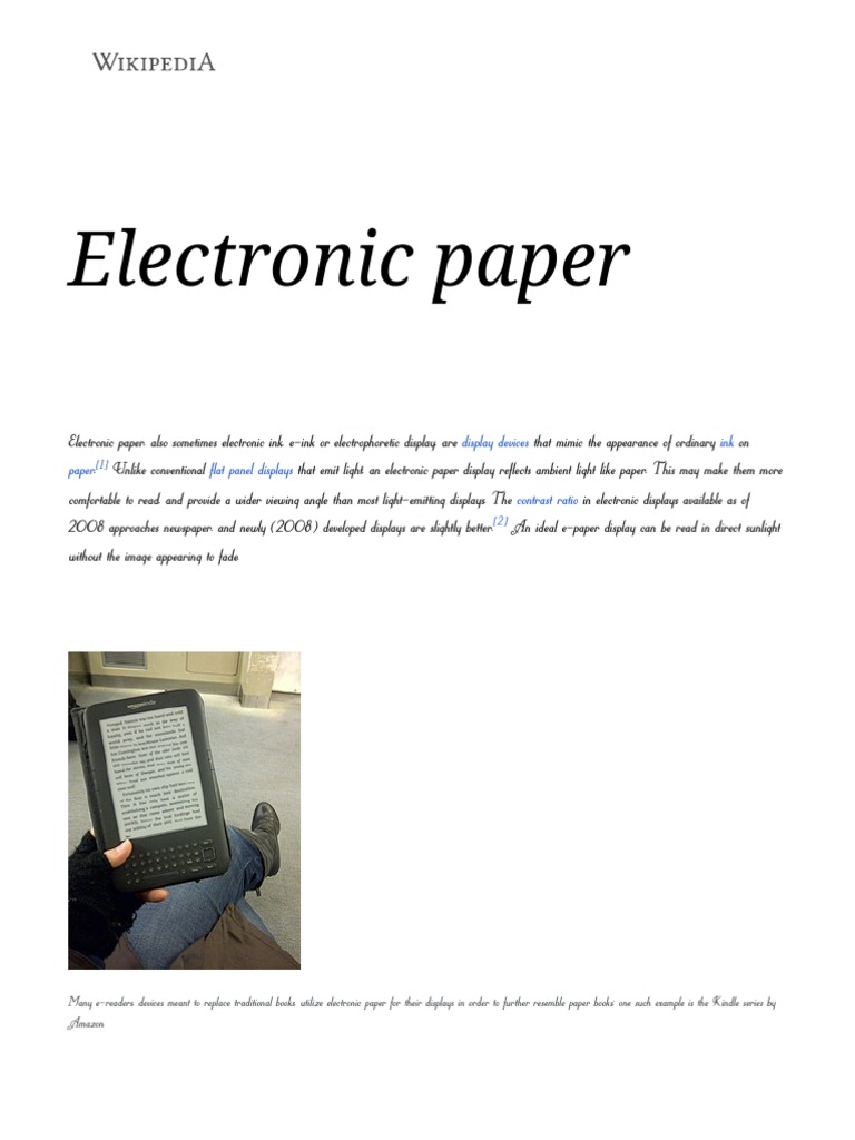 Electronic Paper Display Documentation | PDF | Film And Video ...