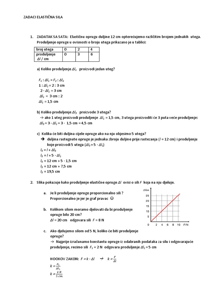 Zadaci Za Vjezbu - ELASTICNA SILA 2 | PDF