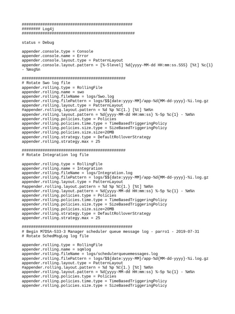 Log4j Configuration for Rolling Logs | PDF | Computing | Information Technology Management