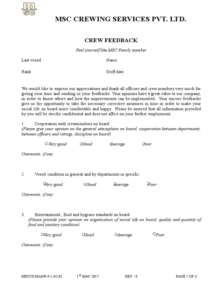 Seafarer Feedback and Appraisal Guide | PDF