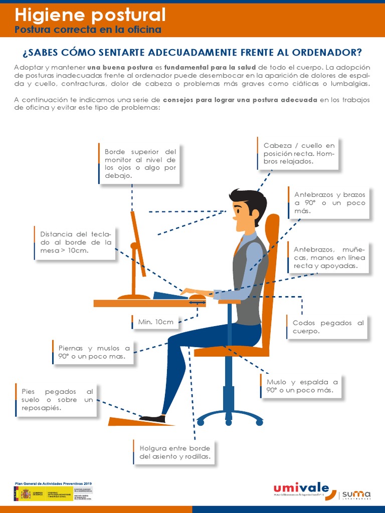Cartel 3 Postura Correcta Frente Al Ordenador | PDF