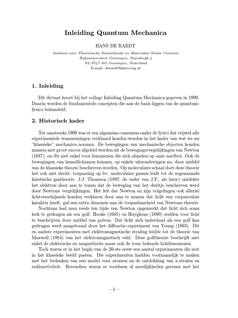 Quantum Mechanica | PDF