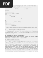 Format of A Plaint in A Civil Suit Drafting | PDF | Lawsuit | Cheque