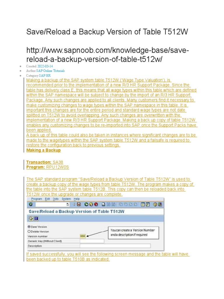 Backup and Reload for Table T512W | PDF | Computers